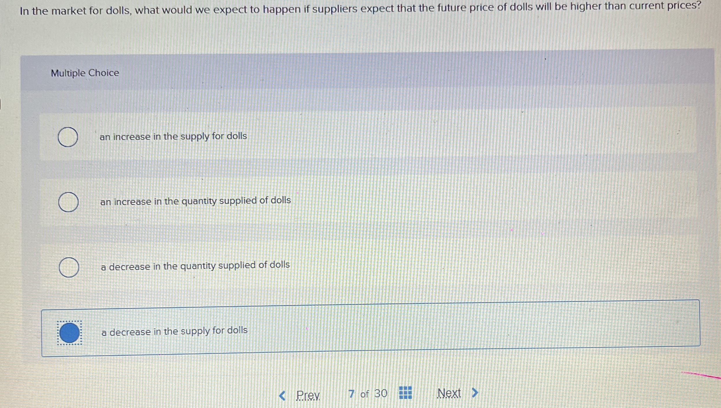 Solved In the market for dolls, what would we expect to | Chegg.com