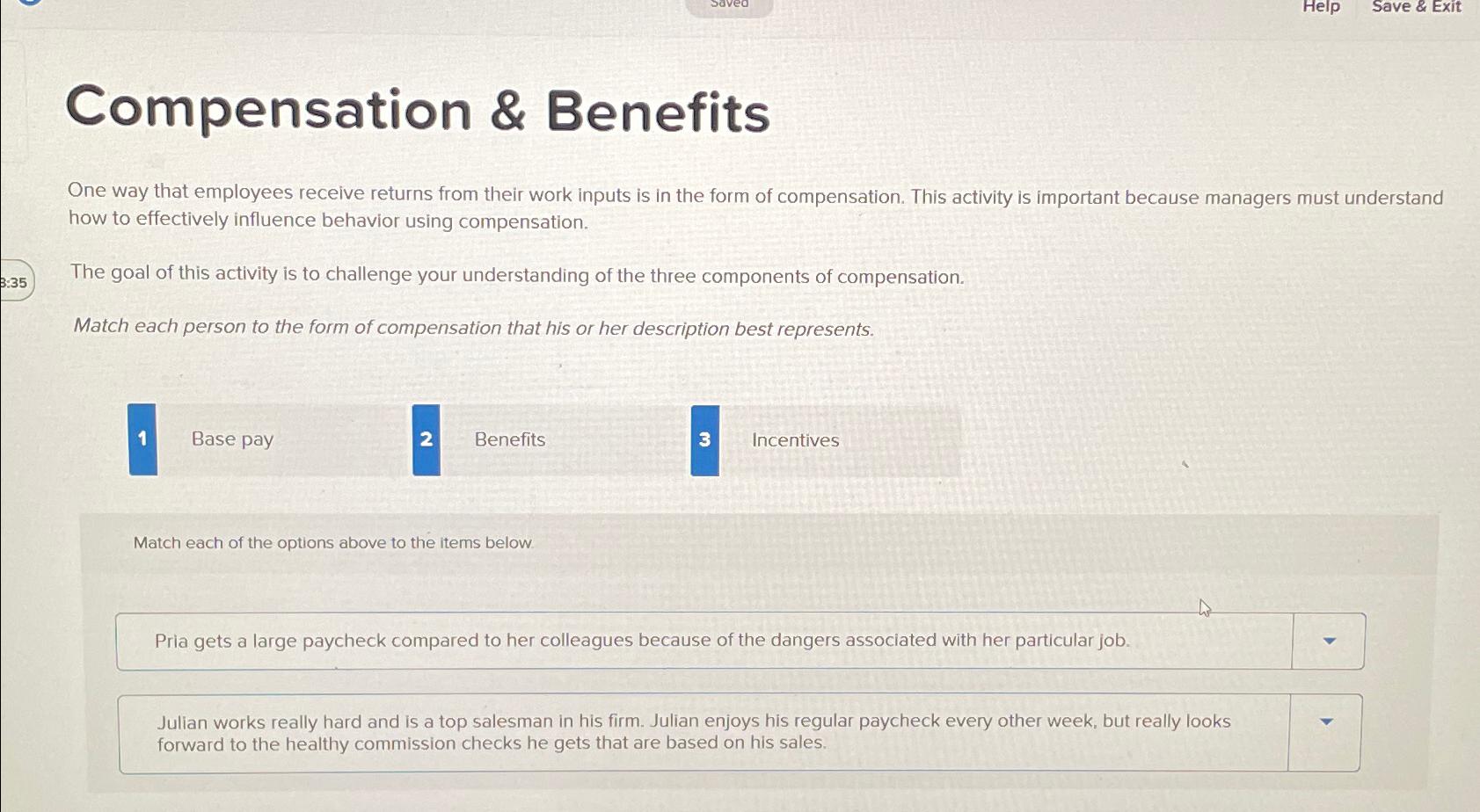 Solved Compensation & Benefits | Chegg.com