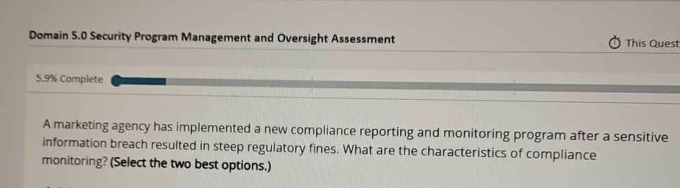 Solved Domain 5.0 ﻿Security Program Management and Oversight | Chegg.com