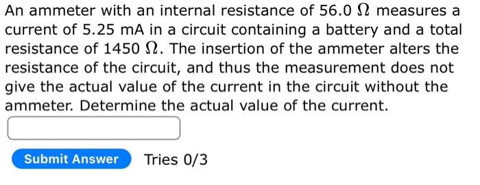 Solved An ammeter with an internal resistance of 56.0Ω | Chegg.com