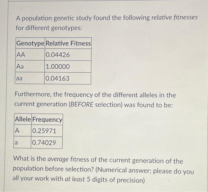 Solved A population genetic study found the following | Chegg.com