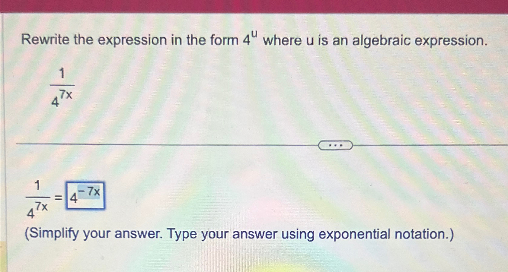 Solved Rewrite the expression in the form 4u ﻿where u ﻿is an | Chegg.com