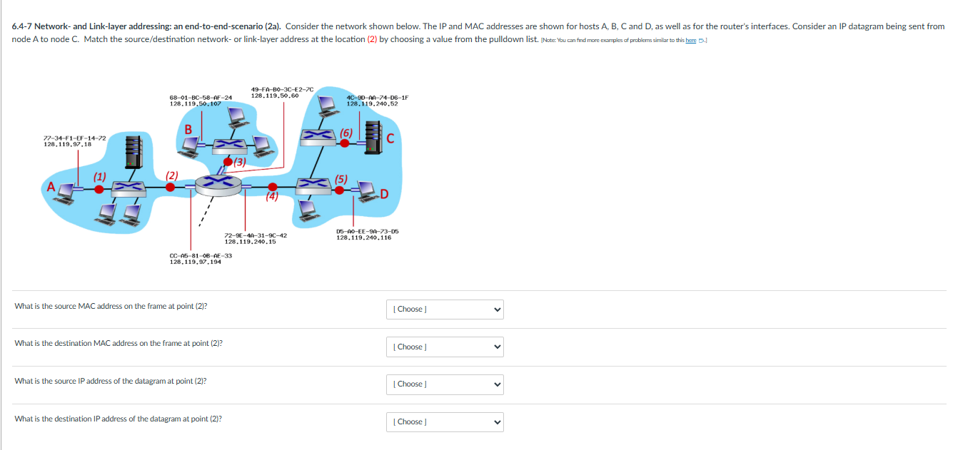 Solved 6.4-7 ﻿Network- ﻿and Link-layer addressing: an | Chegg.com