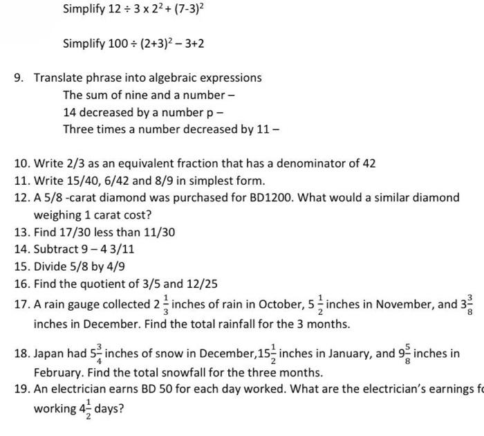 Solved Simplify 12 ÷ 3 x 2²+ (7-3)² Simplify 100+ (2+3)² - | Chegg.com
