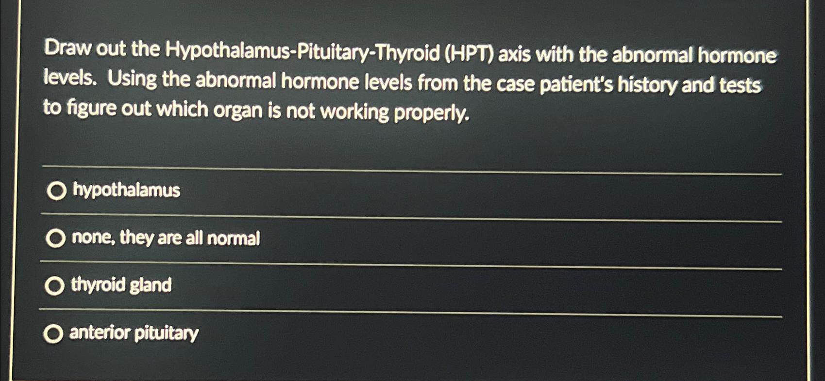 Solved Draw out the Hypothalamus-Pituitary-Thyroid (HPT) | Chegg.com