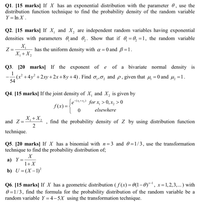 Solved Q1. [15 marks] If X has an exponential distribution | Chegg.com