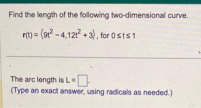 Solved Find the length of the following two-dimensional | Chegg.com