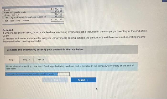 Solved Exercise 7.2 Variable Costing Income Statement; | Chegg.com