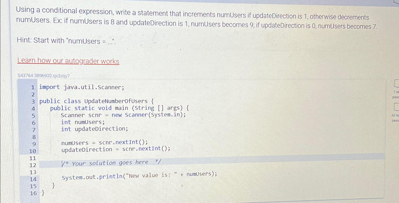 Solved Using a conditional expression, write a statement | Chegg.com