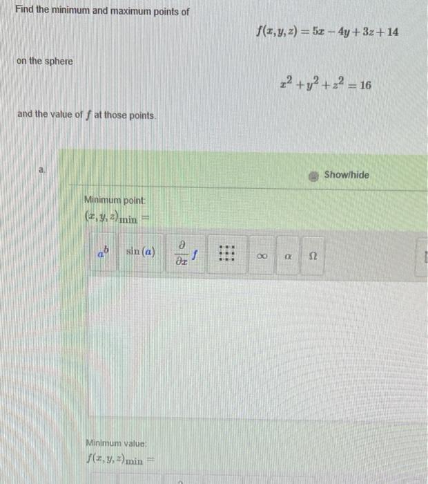 Solved Find the minimum and maximum points of | Chegg.com