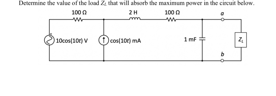 Solved Determine the value of the load ZL ﻿that will absorb | Chegg.com