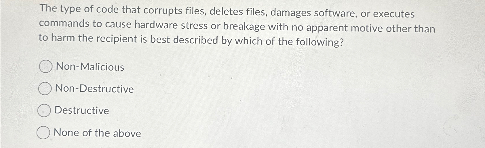 Solved The type of code that corrupts files, deletes files, | Chegg.com