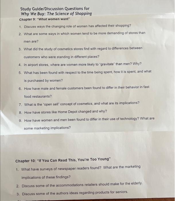 Solved Chapter 9: "What women want" 1. Discuss ways the | Chegg.com