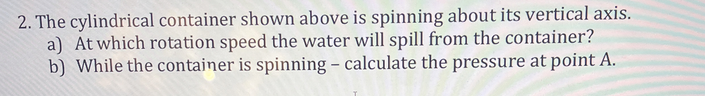 Solved The cylindrical container shown above is spinning | Chegg.com