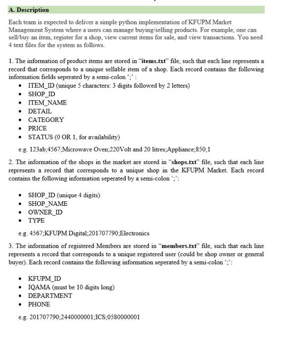 Solved Each team is expected to deliver a simple python | Chegg.com