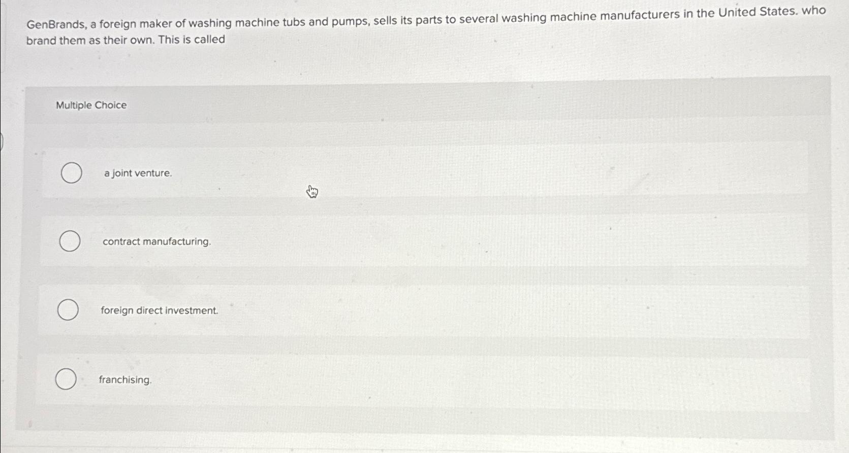 Solved GenBrands, a foreign maker of washing machine tubs | Chegg.com