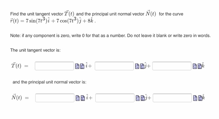 Solved Find the unit tangent vector T (t) and the principal | Chegg.com