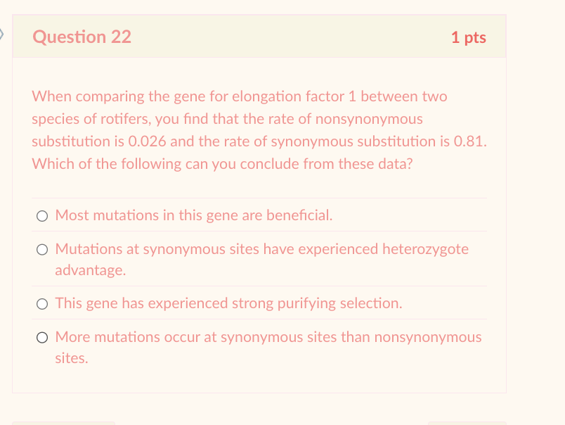 Solved Question 22When comparing the gene for elongation | Chegg.com