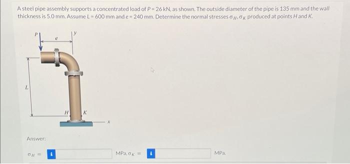 Solved A steel pipe assembly supports a concentrated load of | Chegg.com
