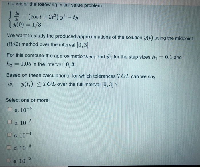 dt Consider the following initial value problem dy | Chegg.com