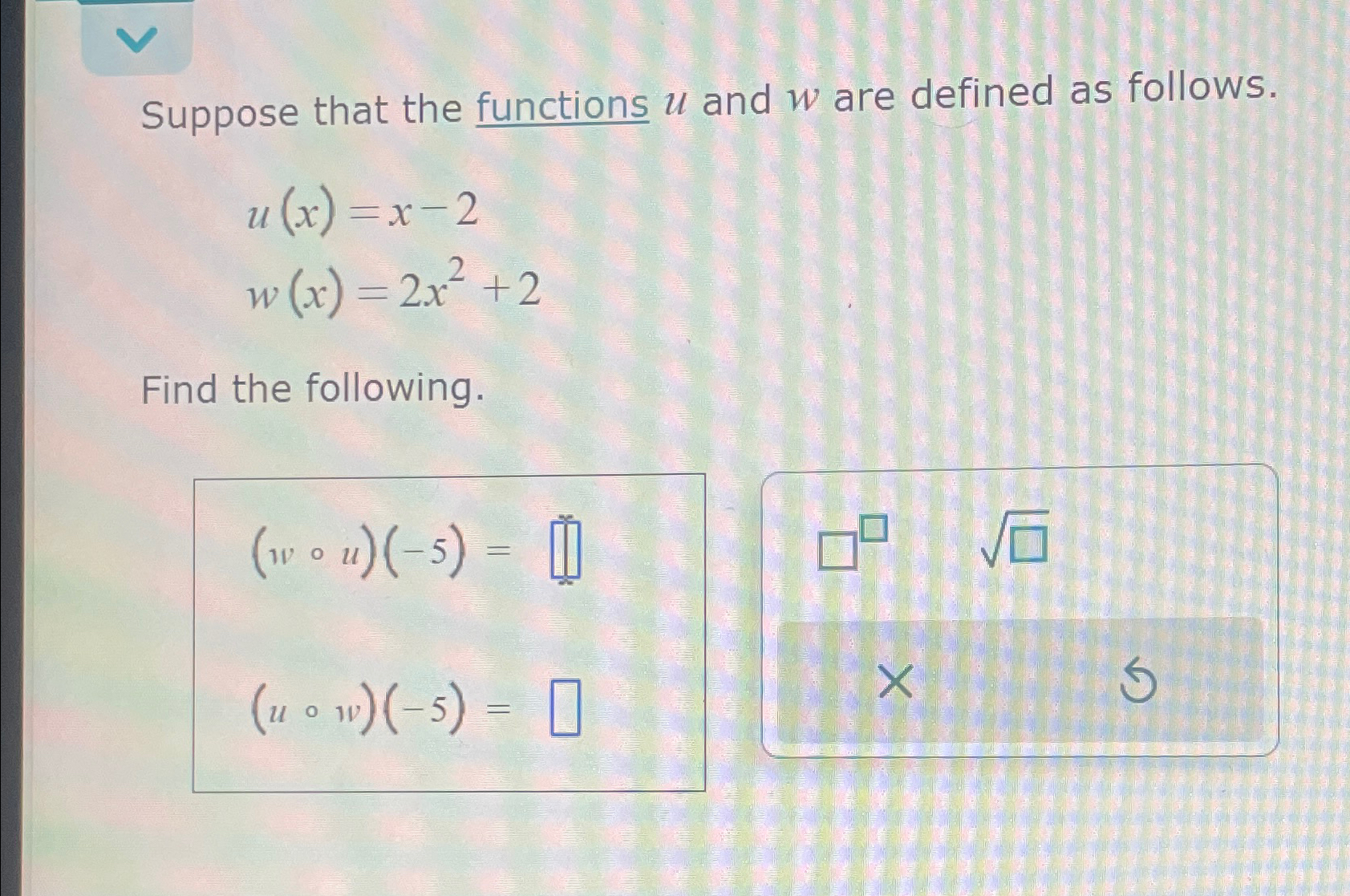 Solved Suppose that the functions u ﻿and w ﻿are defined as | Chegg.com