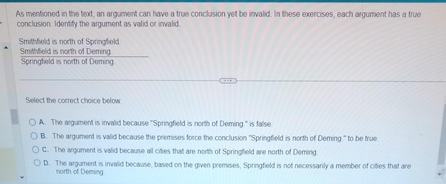 Solved As mentioned in the text, an argument can have a true | Chegg.com