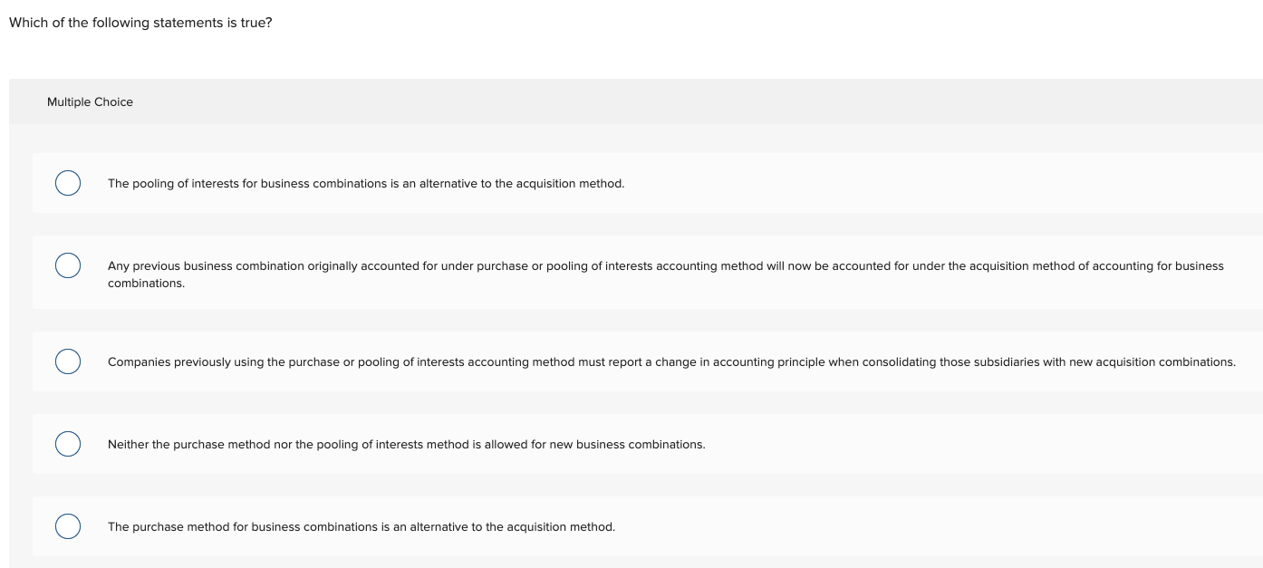 Solved Which of the following statements is true? Multiple | Chegg.com