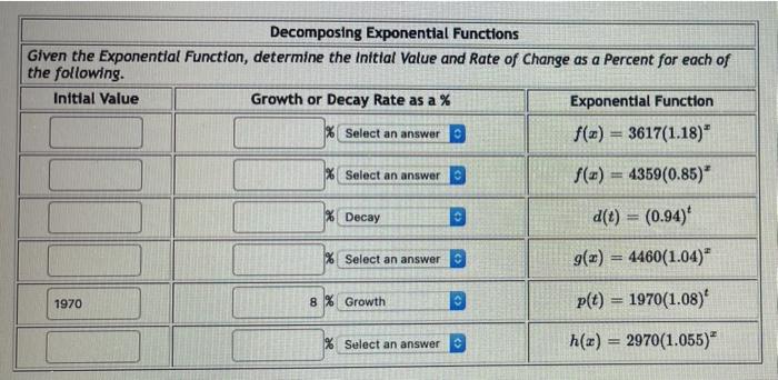 Solved Decomposing Exponential Functions Given the | Chegg.com