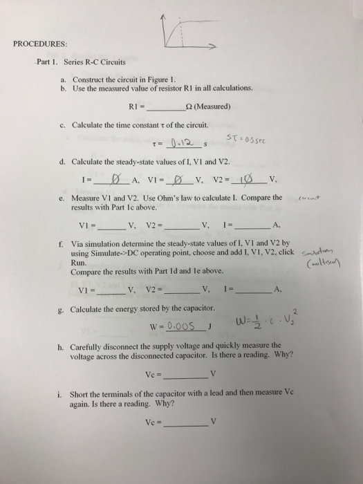 Solved PROCEDURES: Part 1. Series R-C Circuits a. Construct | Chegg.com