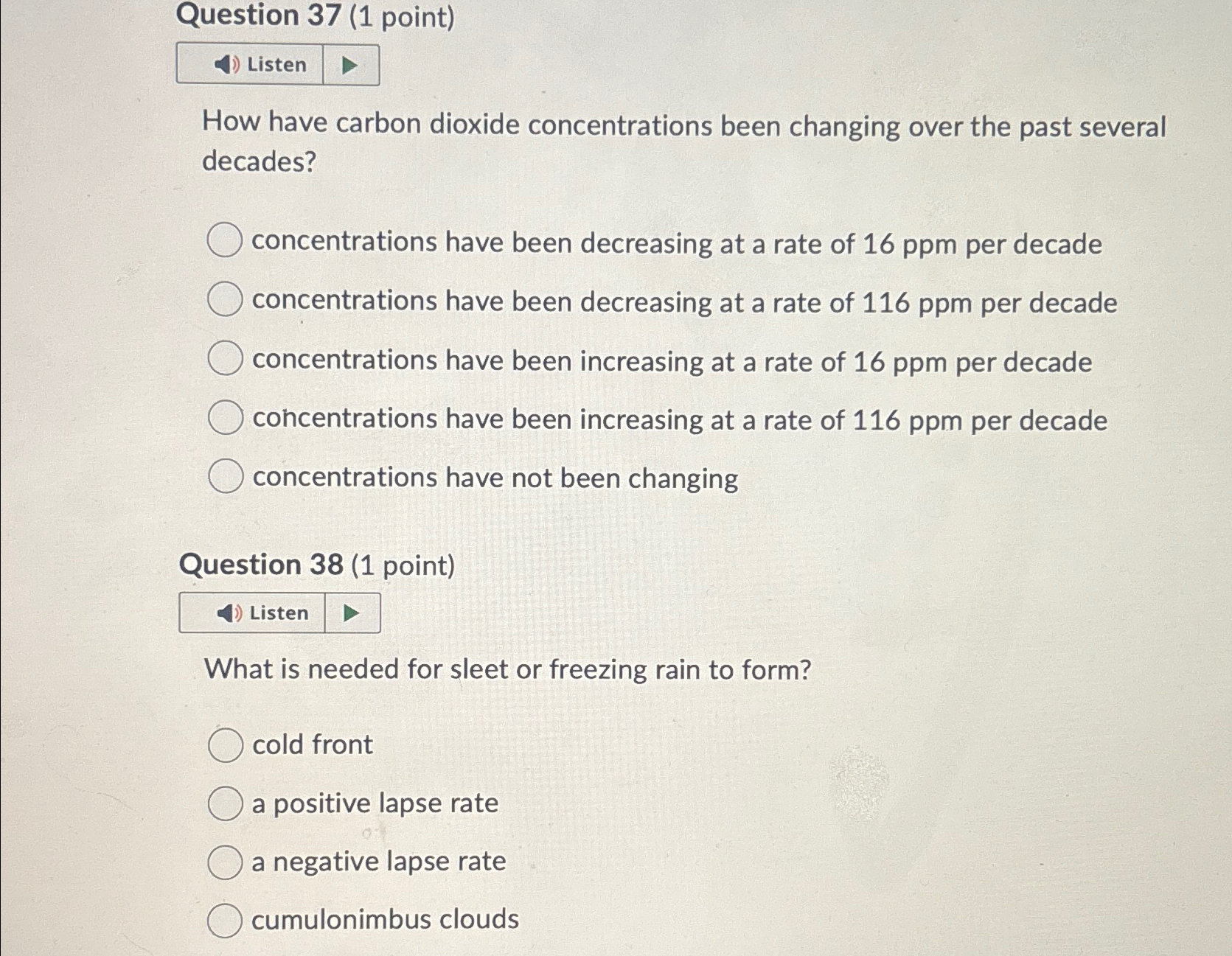 Solved Question 37 (1 ﻿point)ListenHow have carbon dioxide | Chegg.com