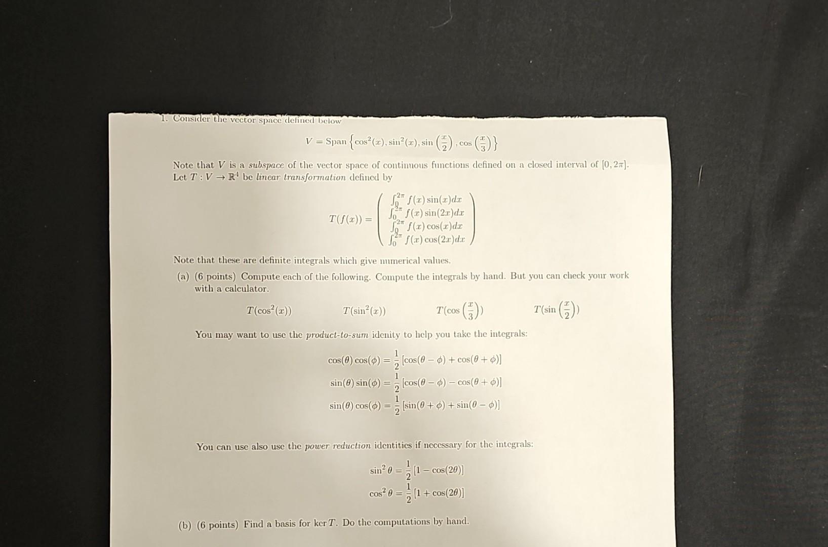 Solved 1 Consider The Vector Space Defined Below