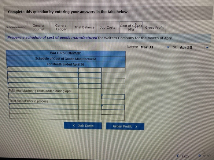 Solved 9 Water Cos Morth inventory of w aters STOOO Raw | Chegg.com