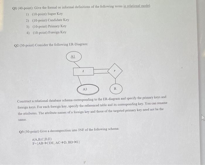 Solved Q1 (40-point): Give the formal or informal | Chegg.com