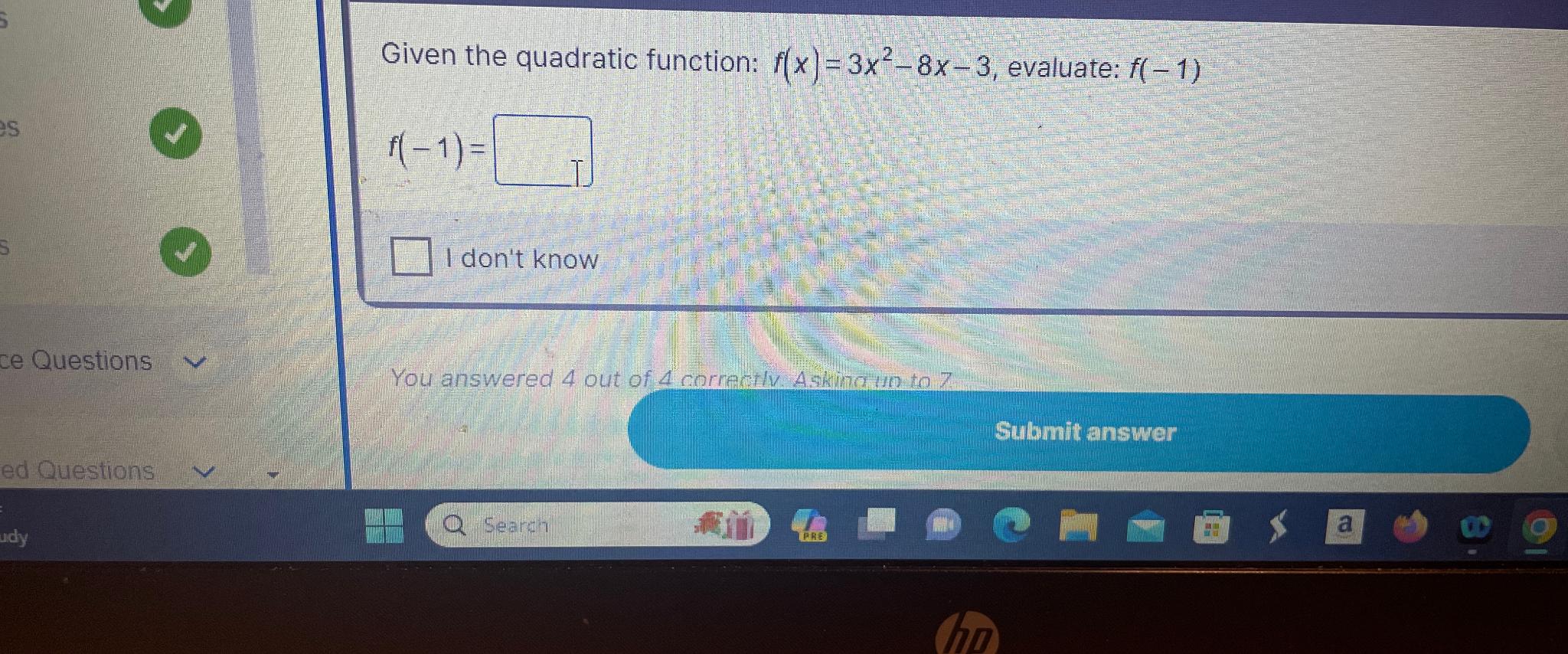 Solved Given the quadratic function: f(x)=3x2-8x-3, | Chegg.com