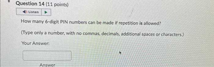 Solved How many 6-digit PIN numbers can be made if | Chegg.com