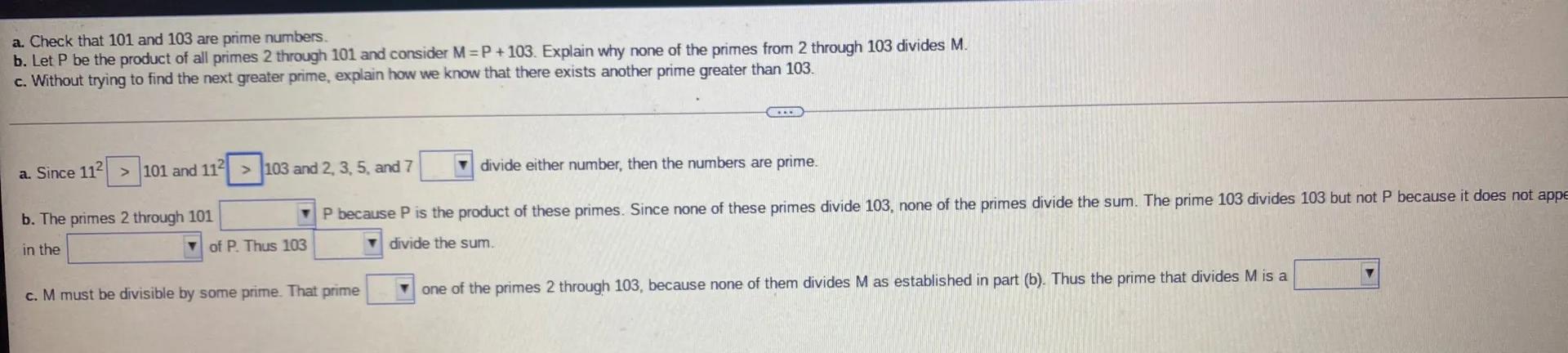 Solved a. Check that 101 and 103 are prime numbers. b. Let P | Chegg.com