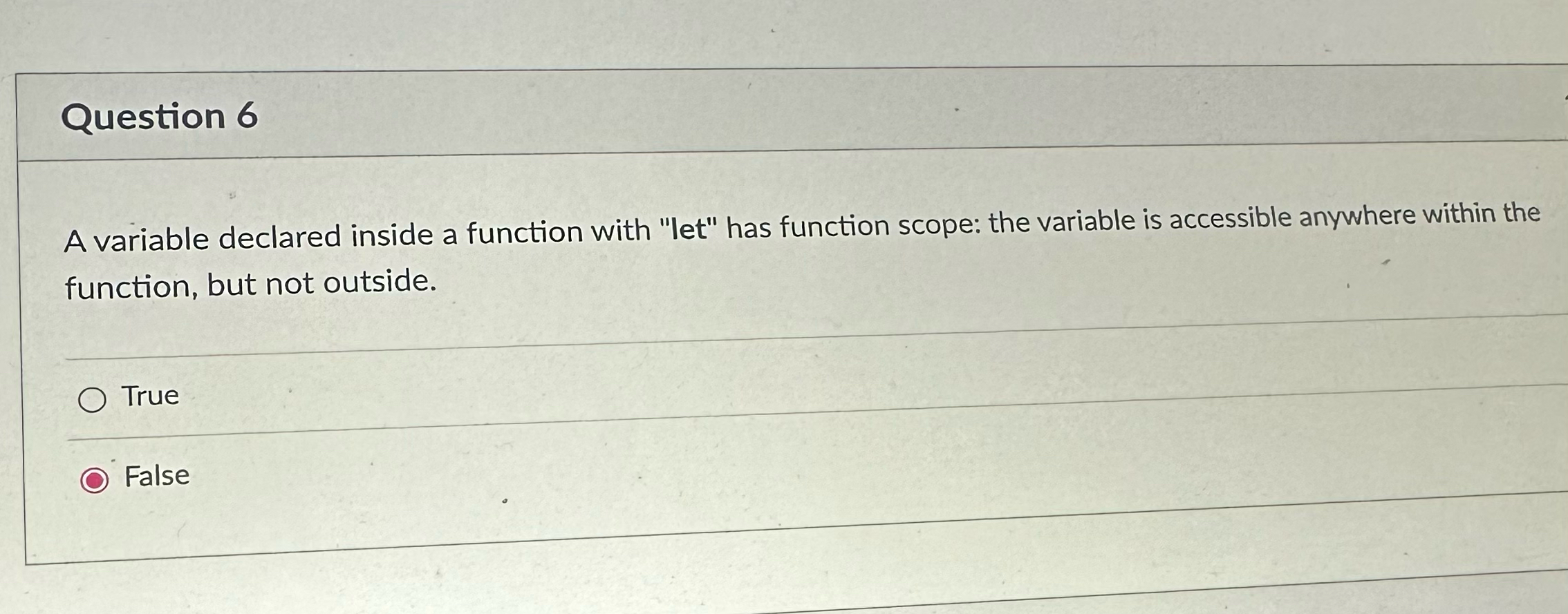 Solved Question 6A variable declared inside a function with | Chegg.com