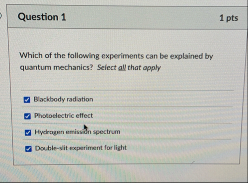 Solved Question 11 ﻿ptsWhich of the following experiments | Chegg.com