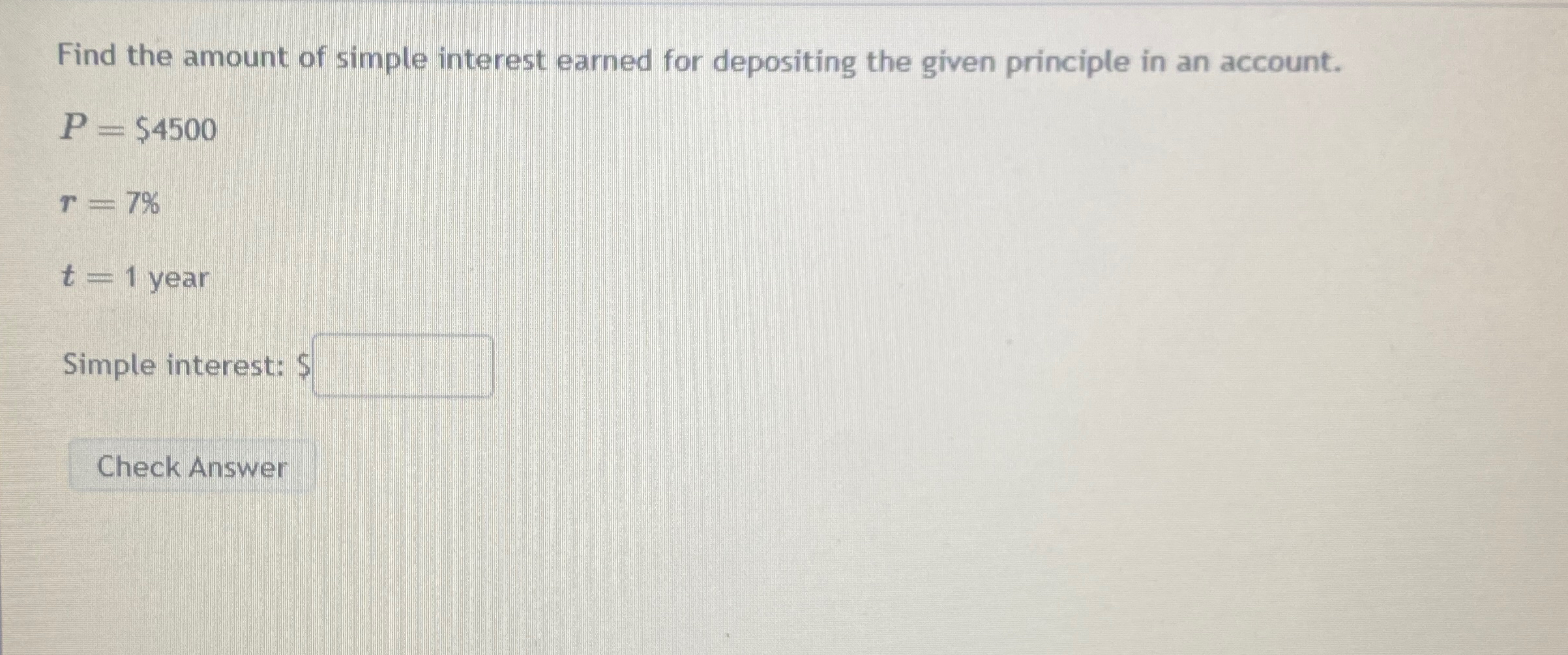 Solved Find the amount of simple interest earned for | Chegg.com