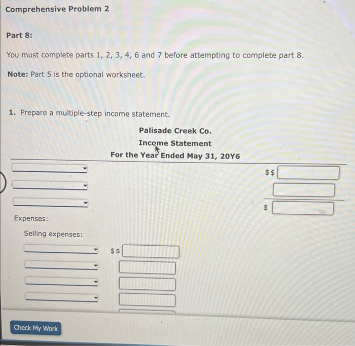 Part 8: You must complete parts 1,2,3,4,6 and 7 | Chegg.com