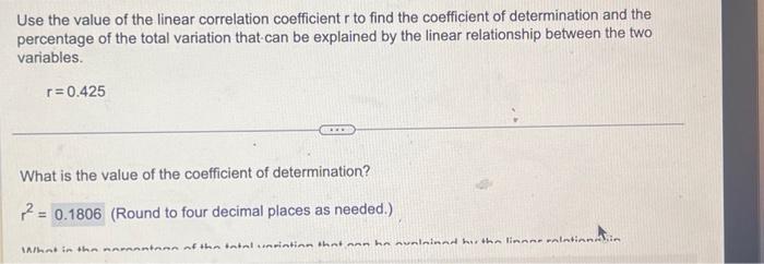 Solved Use the value of the linear correlation coefficient r | Chegg.com