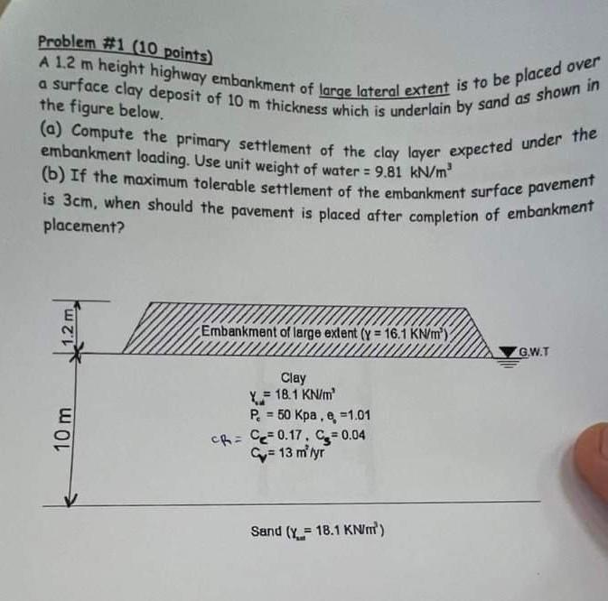 Solved Problem #1 ( 10 points) A 1.2 m height highway | Chegg.com