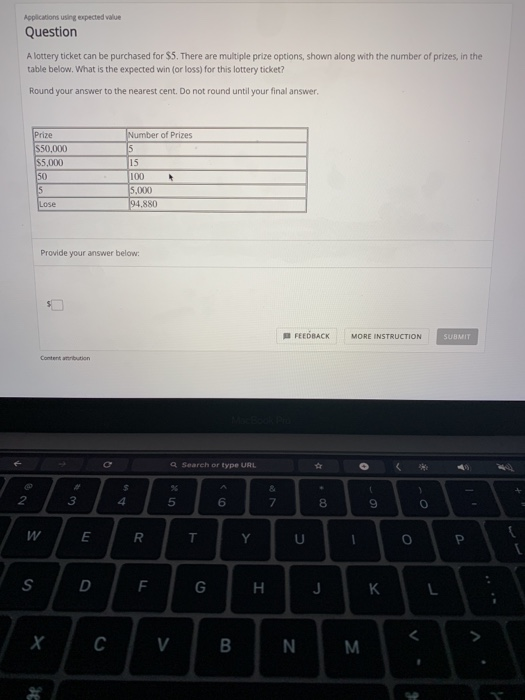 Solved Applications using expected value Question A lottery | Chegg.com