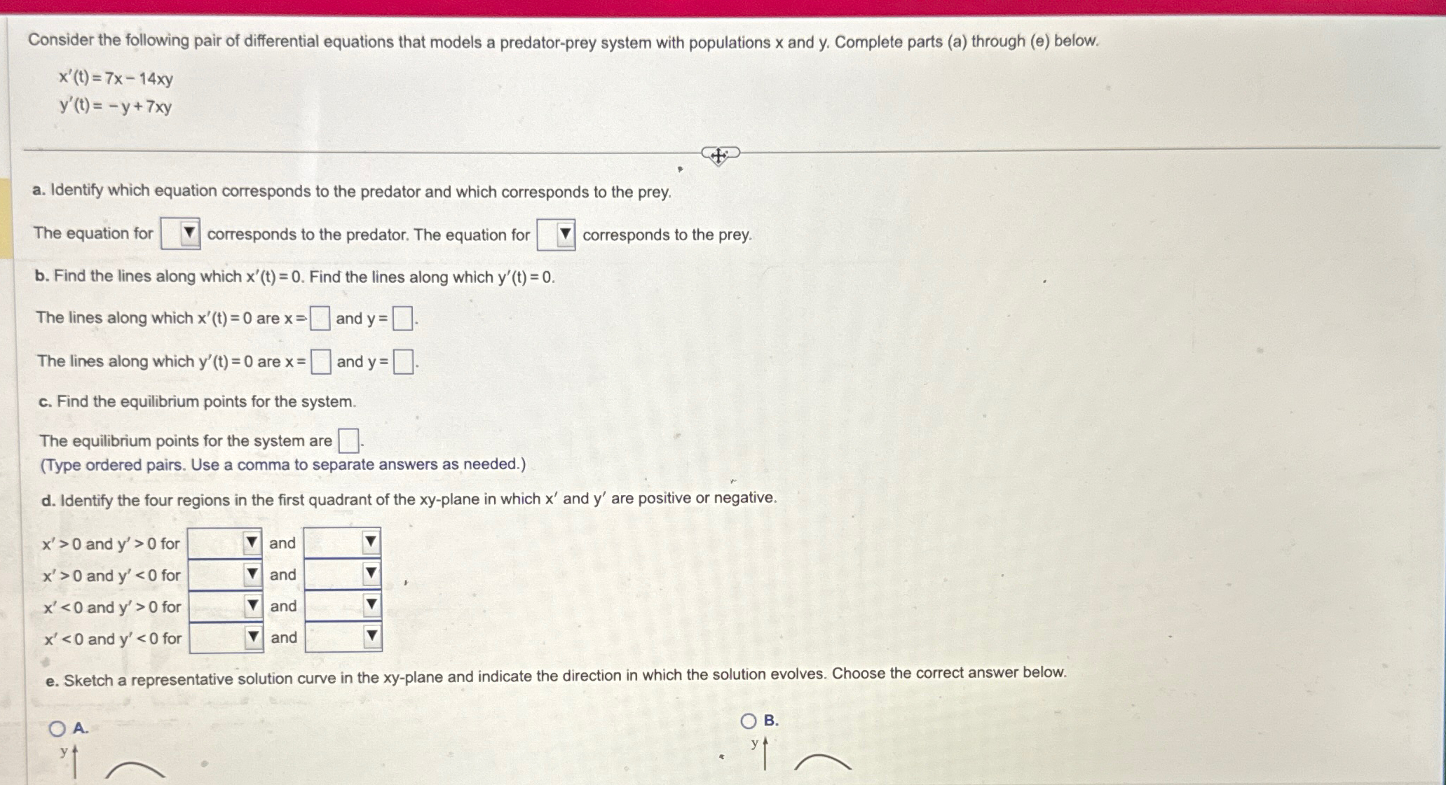 Solved Consider the following pair of differential equations | Chegg.com