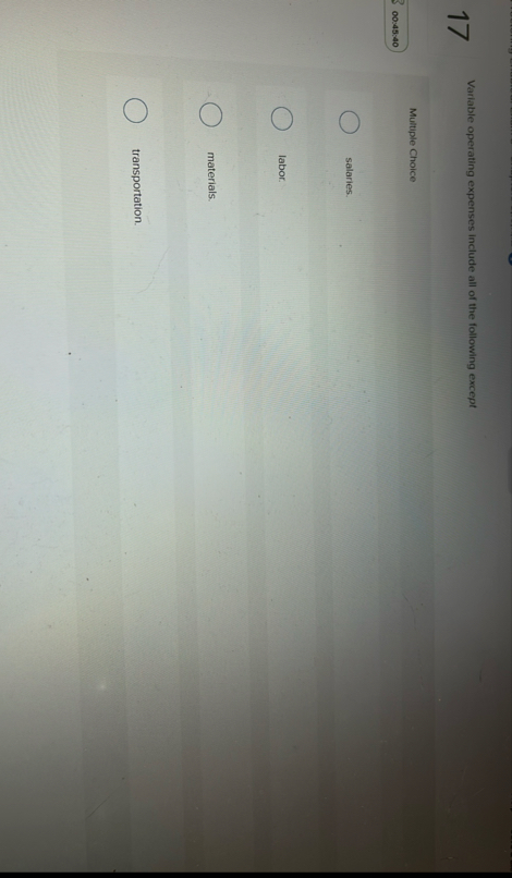 Solved 17Variable operating expenses include all of the | Chegg.com