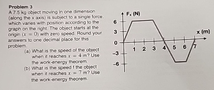 Solved Problem 3A 7.5 ﻿kg object moving in one | Chegg.com