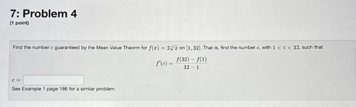 Solved Find The Number C Guaranteed By The Mean Value Theorm