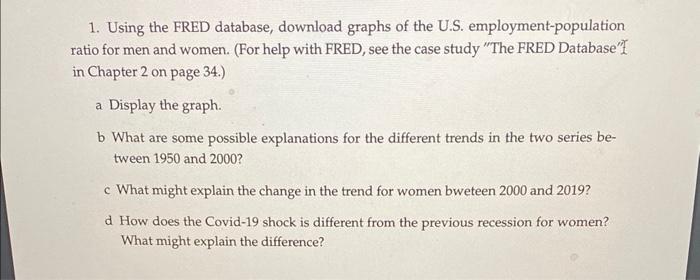 Solved 1. Using the FRED database, download graphs of the | Chegg.com