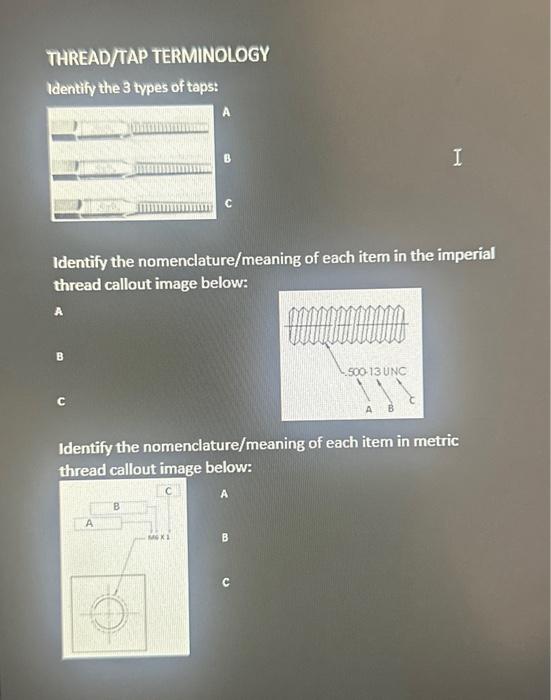 Identify the nomenclature/meaning of each item in the | Chegg.com