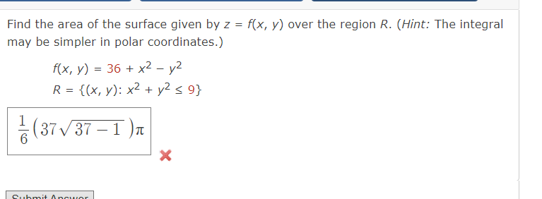 Solved Find the area of the surface given by z=f(x,y) ﻿over | Chegg.com
